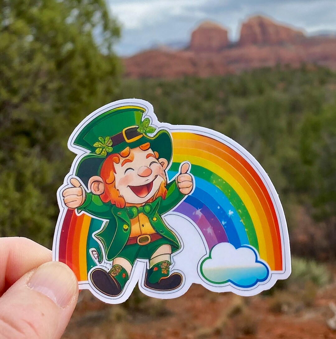 Happy Leprechaun and Rainbow Sticker, Rainbow, Leprechaun, Lucky, Happy ...