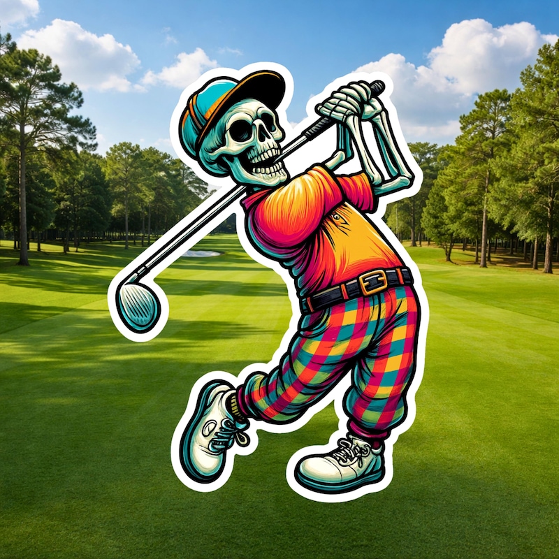 Skeleton Golf Stickers - Etsy