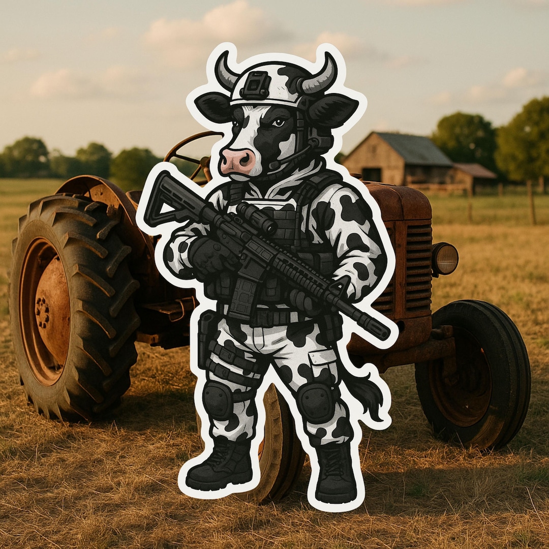 Tactical Cow Vinyl Sticker: Funny Military Humor - Etsy