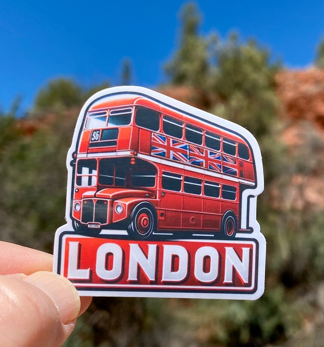 London Double Decker Bus Sticker, London, England, Bus, Double Decker ...