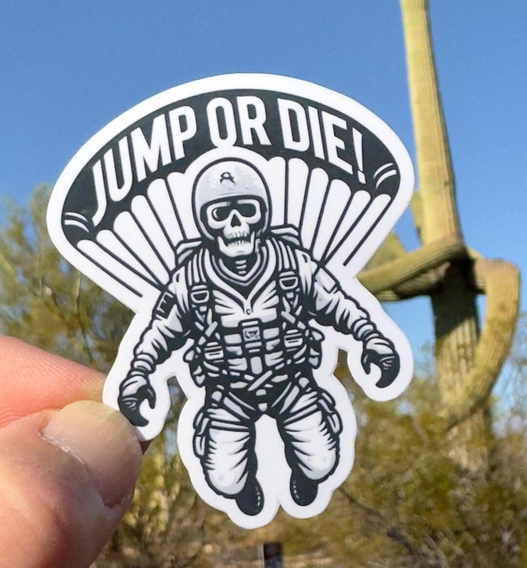 Skeleton Skydiver Sticker, Parachute, Paratrooper, Extreme Sports ...