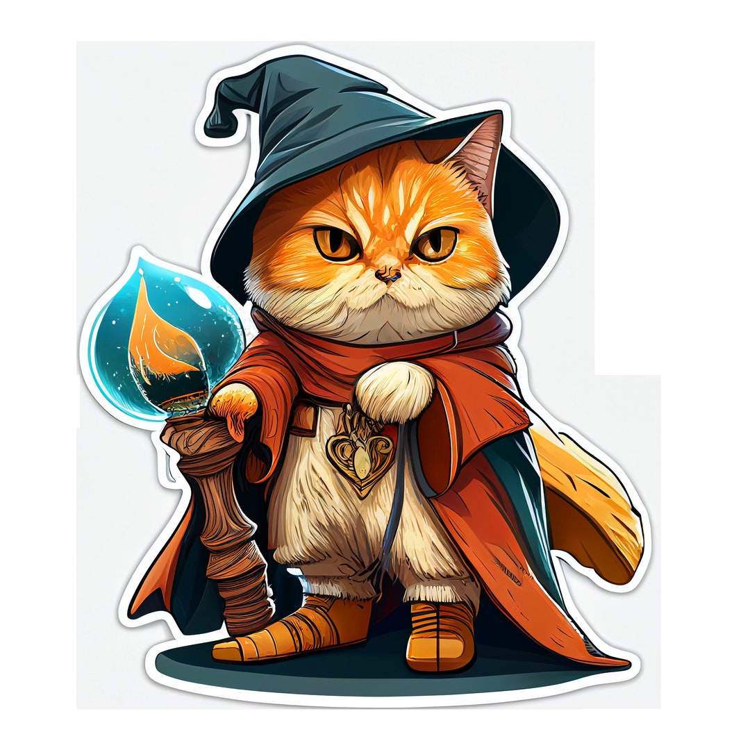 Wizard Cat Sticker Fantasy Cat Sticker Cat Lover Harry - Etsy