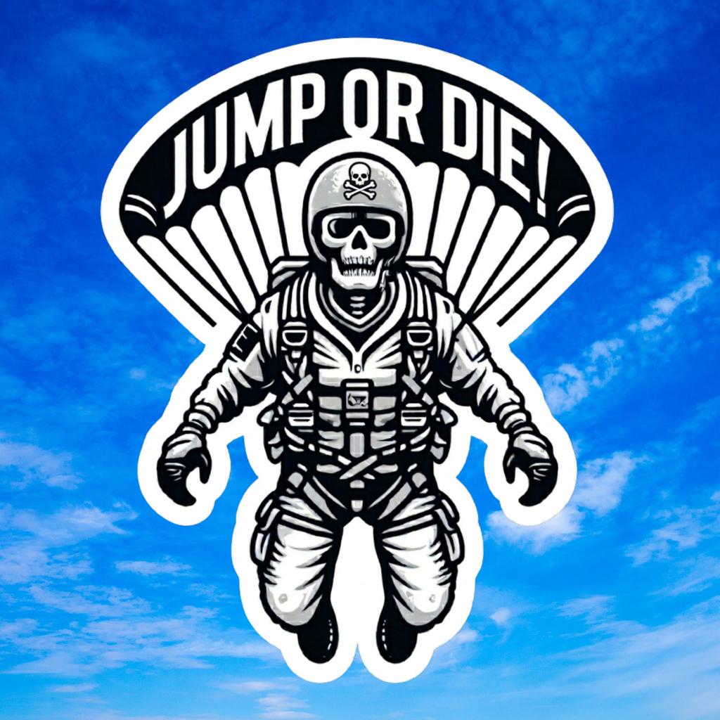 Skeleton Skydiver Sticker, Parachute, Paratrooper, Extreme Sports ...
