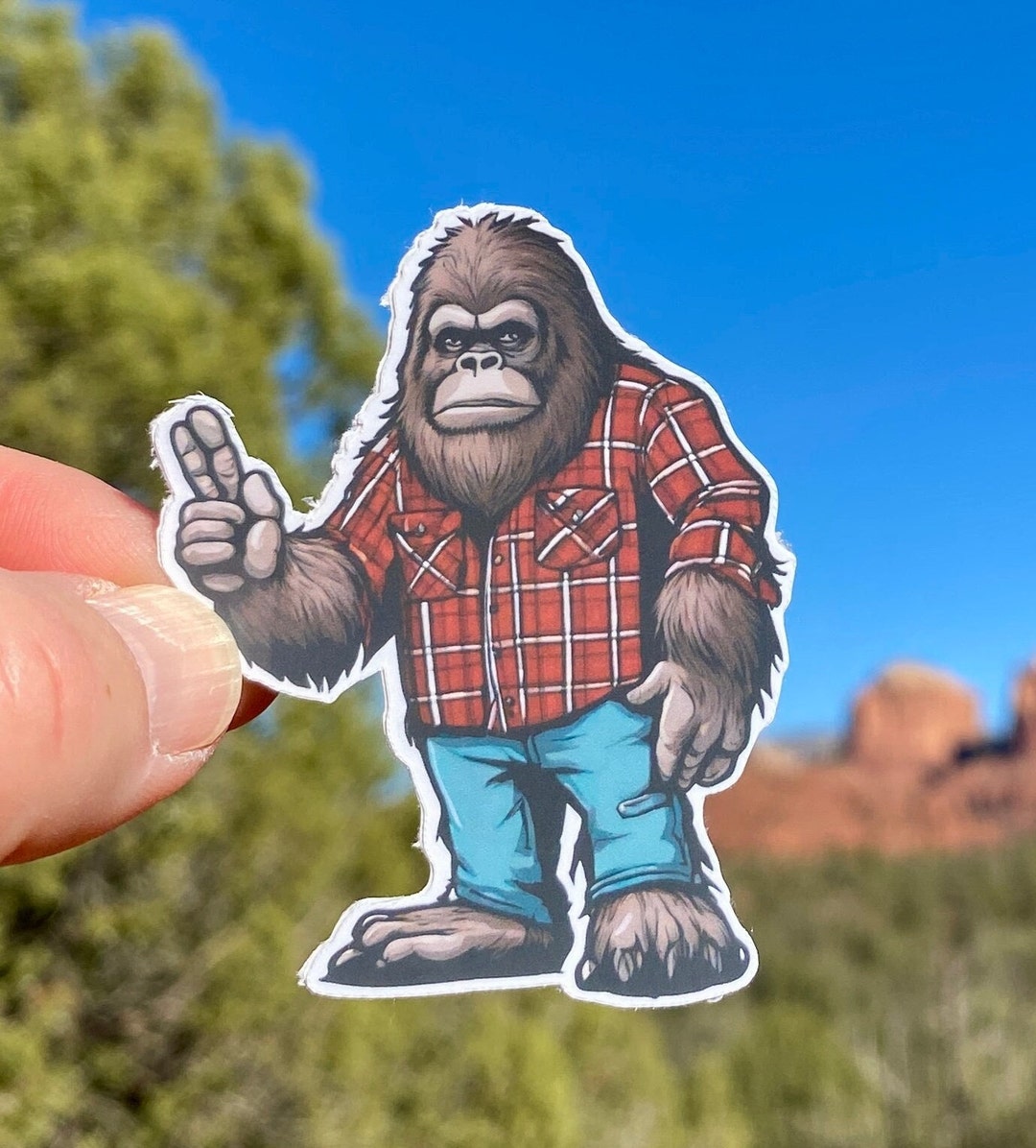 Bigfoot Peace Sign Sticker Bigfoot Peace Bigfoot Flannel Sticker Decal Peace Sign Bigfoot