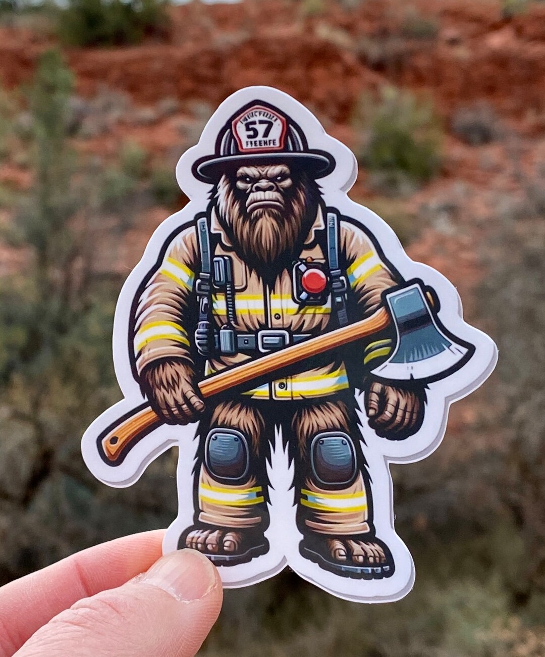 Bigfoot Sticker, Firefighter, Bunker Gear, Fireman, Ax, First Responder ...
