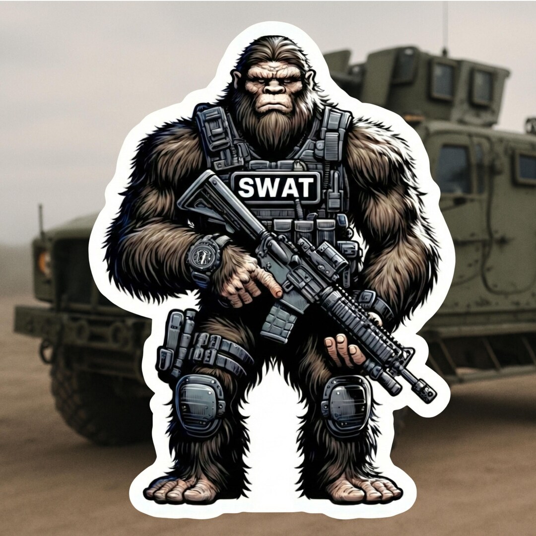 Bigfoot SWAT Police Officer Sticker, Police, Police Officer, Cop, First ...
