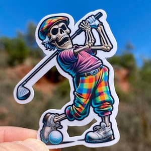 Skeleton Golfing Sticker, Golfer, Golfing, Golf Club, Golf Sticker ...
