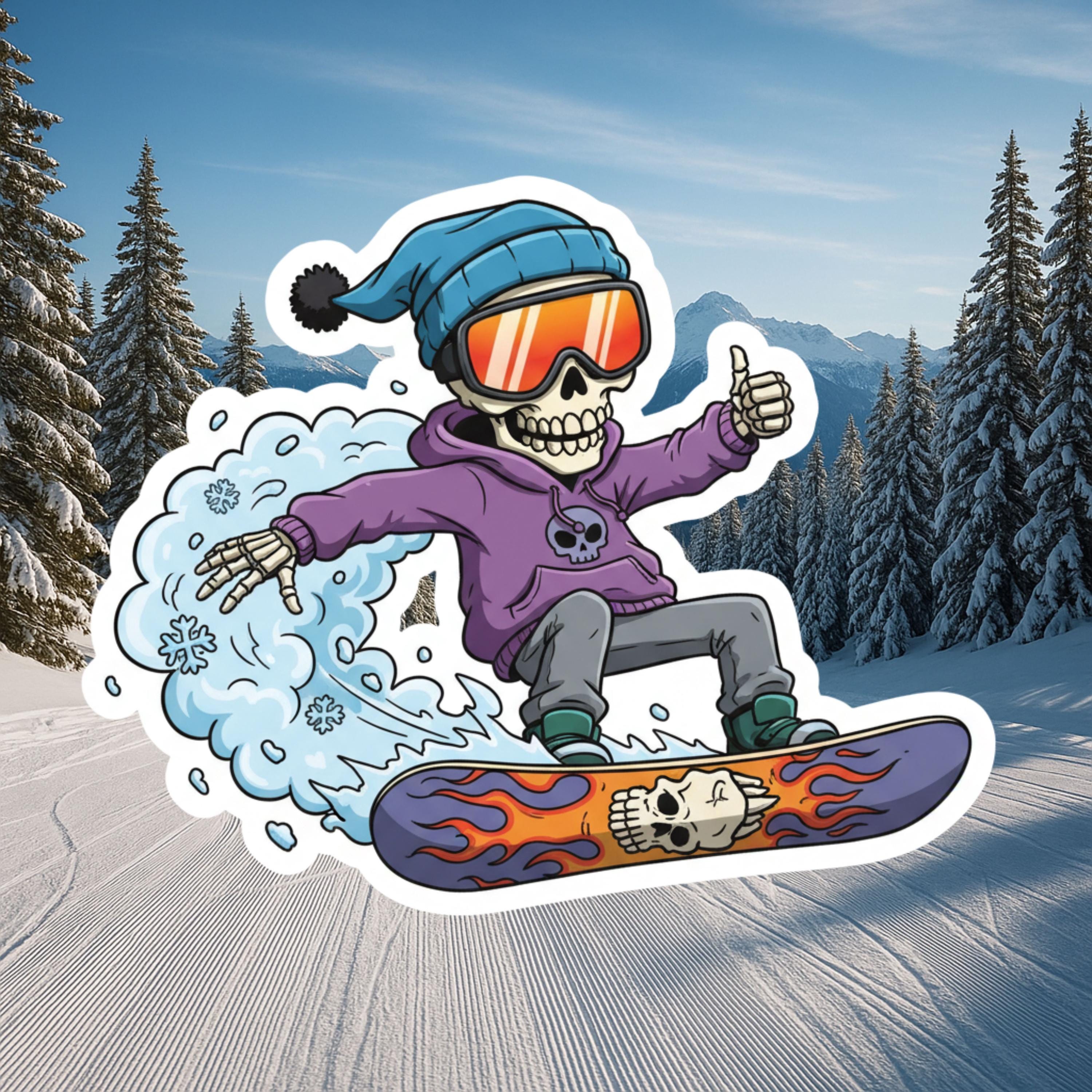 Snowboarding Skeleton Vinyl Sticker: Winter Sports Decal, Powder Day - Etsy