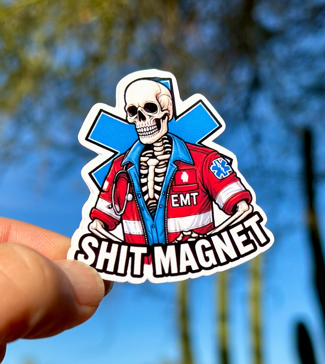 Skeleton Paramedic Shit Magnet Sticker, Shit Magnet Sticker, Paramedic ...