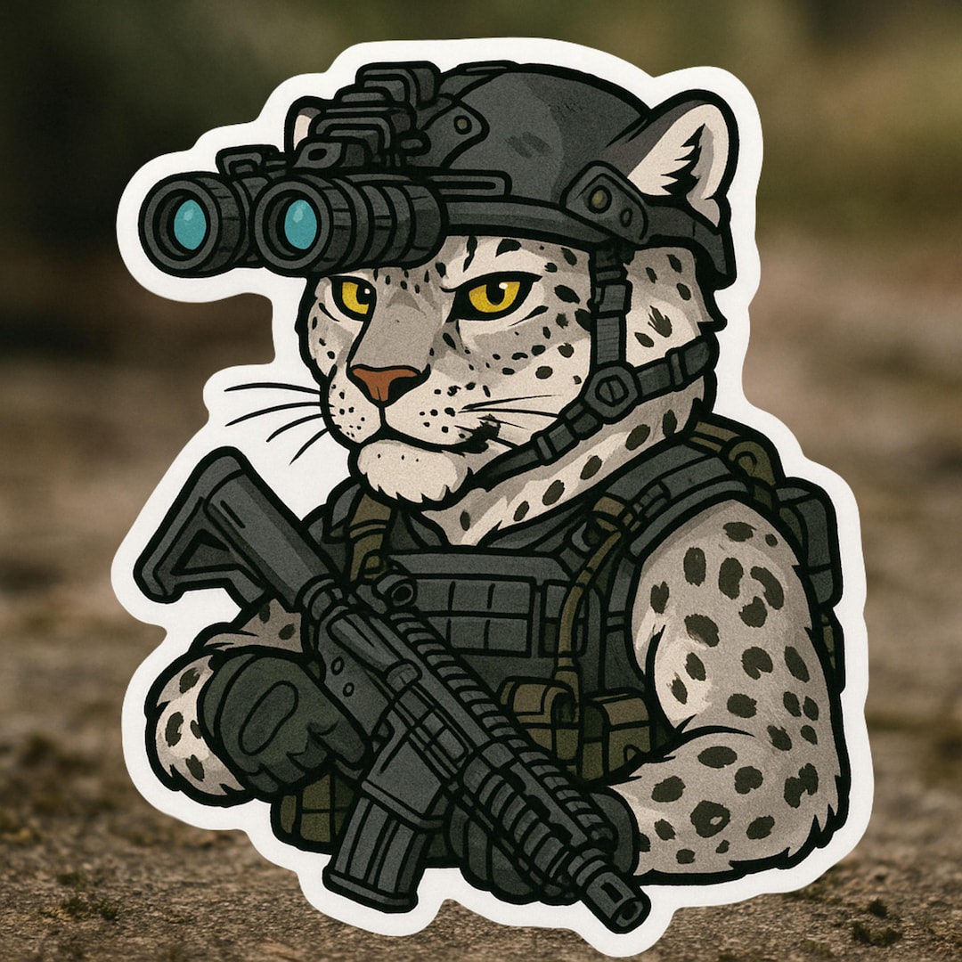 Tactical Snow Leopard Vinyl Sticker: Military Cat Art - Etsy