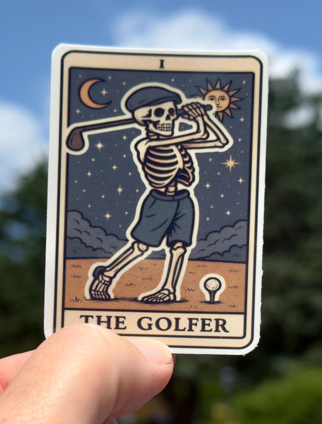Skeleton Golfer Tarot Card Sticker, Spooky Golf Gift - Etsy