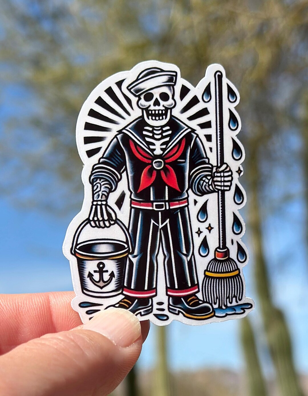 American Traditional Style Skeleton Sailor Sticker, Sailor, Navy ...