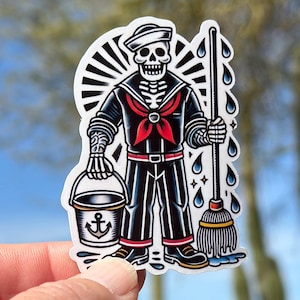 American Traditional Style Skeleton Sailor Sticker, Sailor, Navy ...