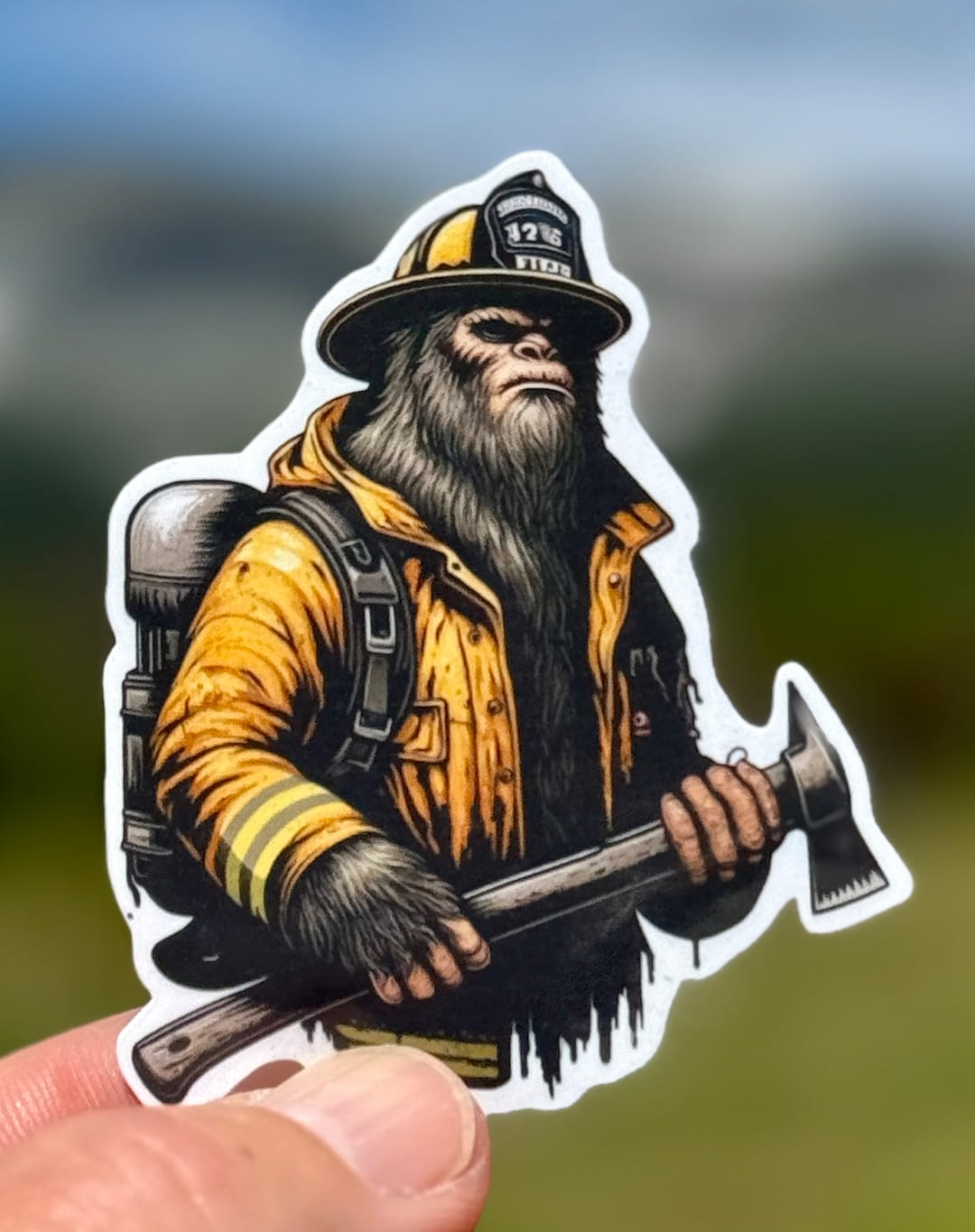 Bigfoot Rugged Wildland Firefighter Sticker, Firefighter, Bunker Gear ...