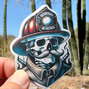 Firefighter Skull With a Mustache - Etsy