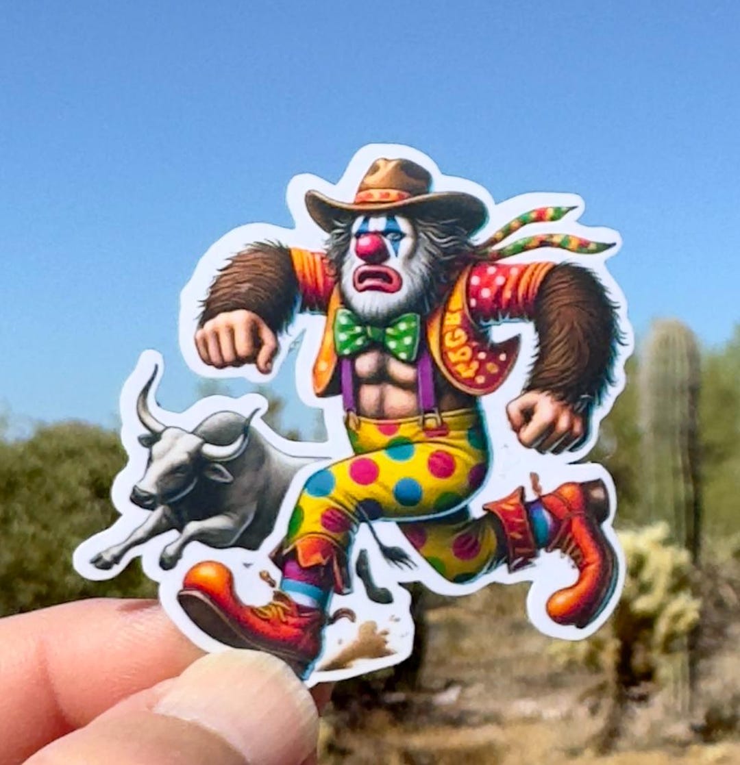 Bigfoot Rodeo Clown Sticker, Rodeo, Rodeo Clown, Wild West, Bull Rider ...