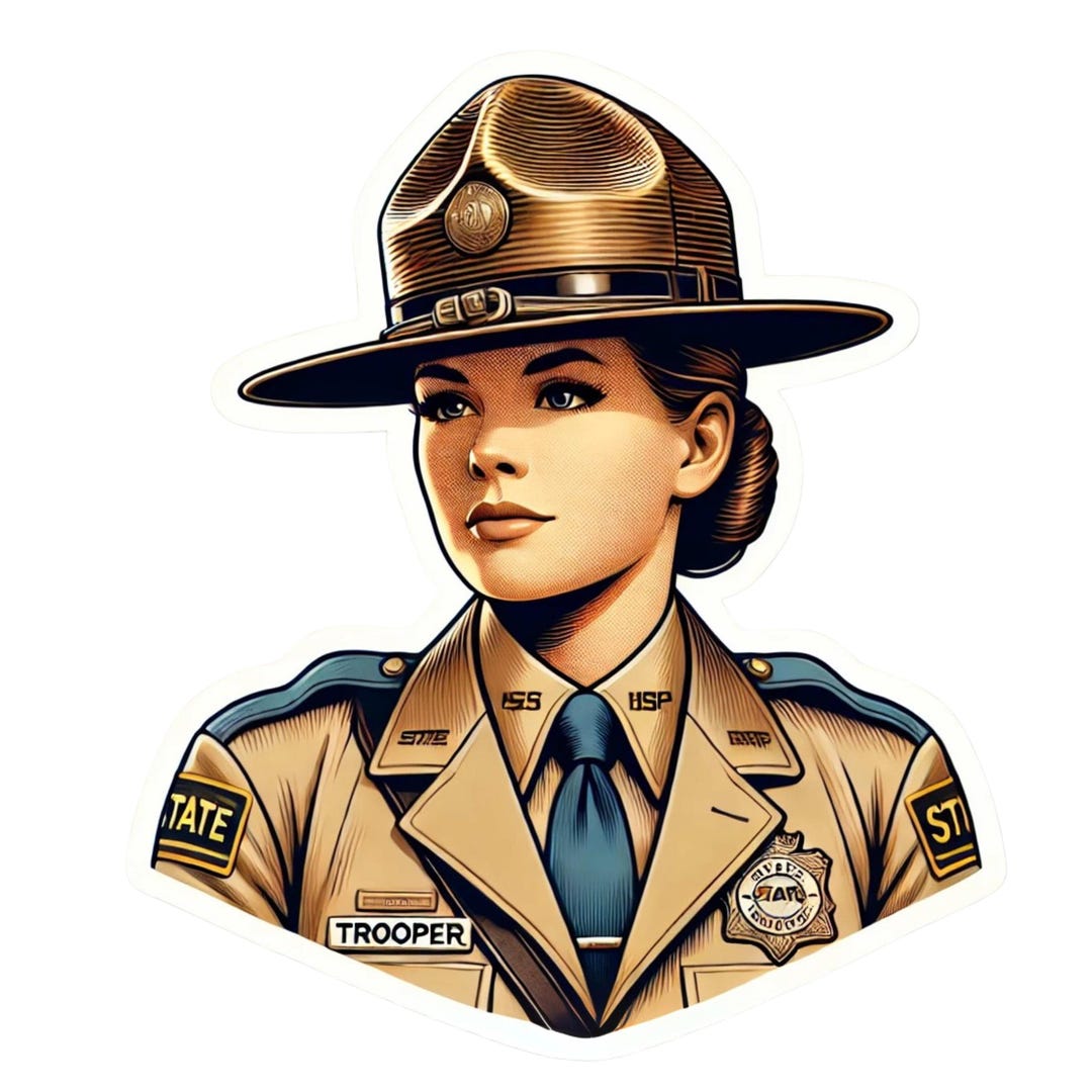 Vintage Female State Trooper Sticker, Police, Female Trooper, First ...