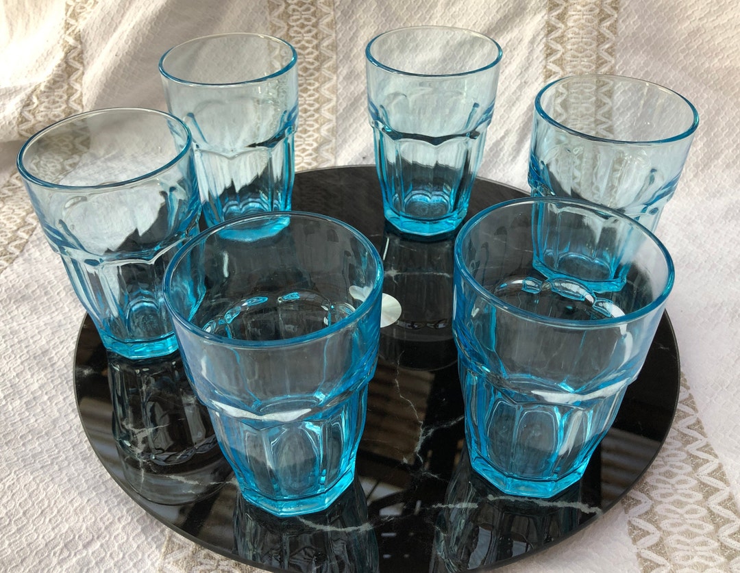 Set of 6 Light Blue Tempered Glasses by Bormioli Rocco - Marked and in ...