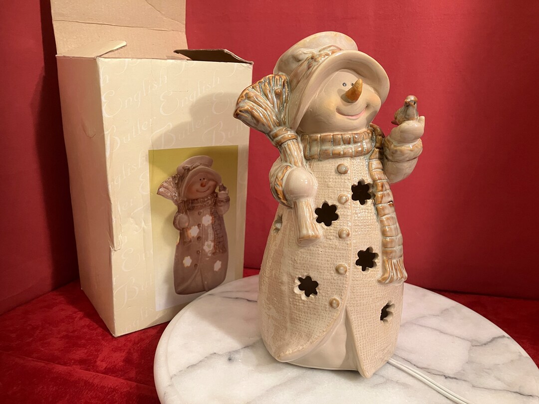 Rare English Butler Ceramic Snowman Light Holder Gorgeous Unique Hand ...