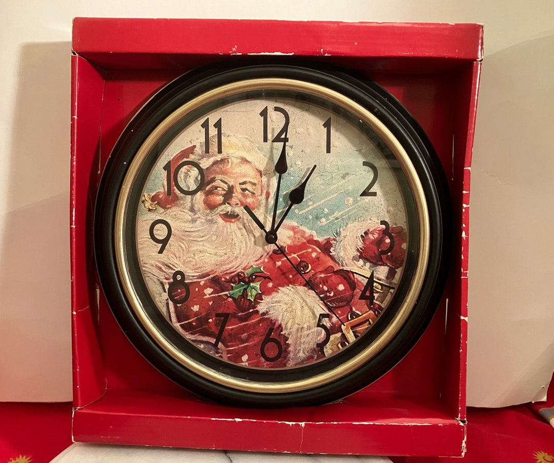 Rare Old Style Santa Picture 12 Carols Wall Clock-christmas Holiday ...
