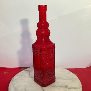 Vintage Red Embossed Water Bottle 12 Glassware - Etsy