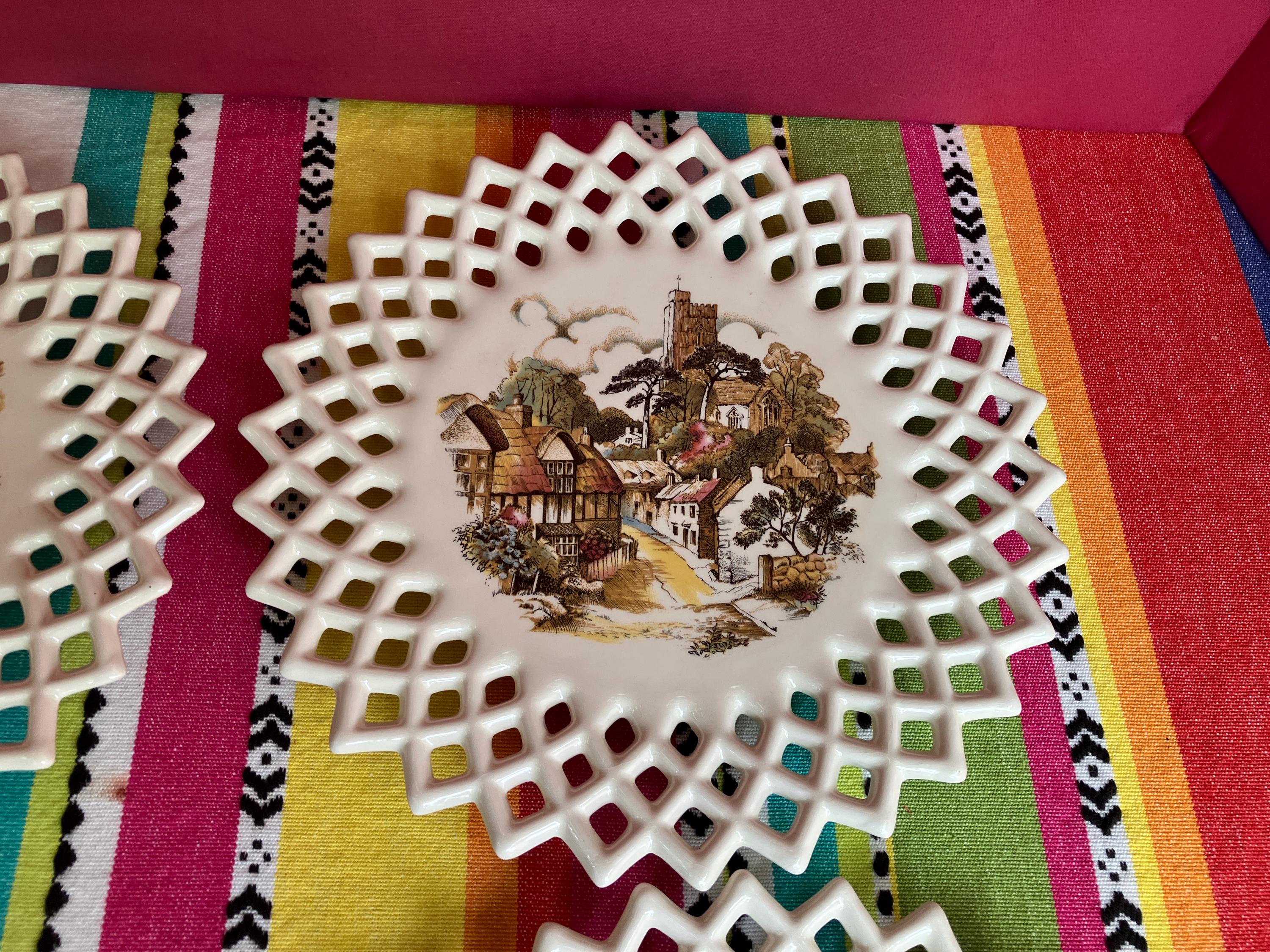Rare Set of 4 Lattice Plates English Cottage / Lace Plates English ...