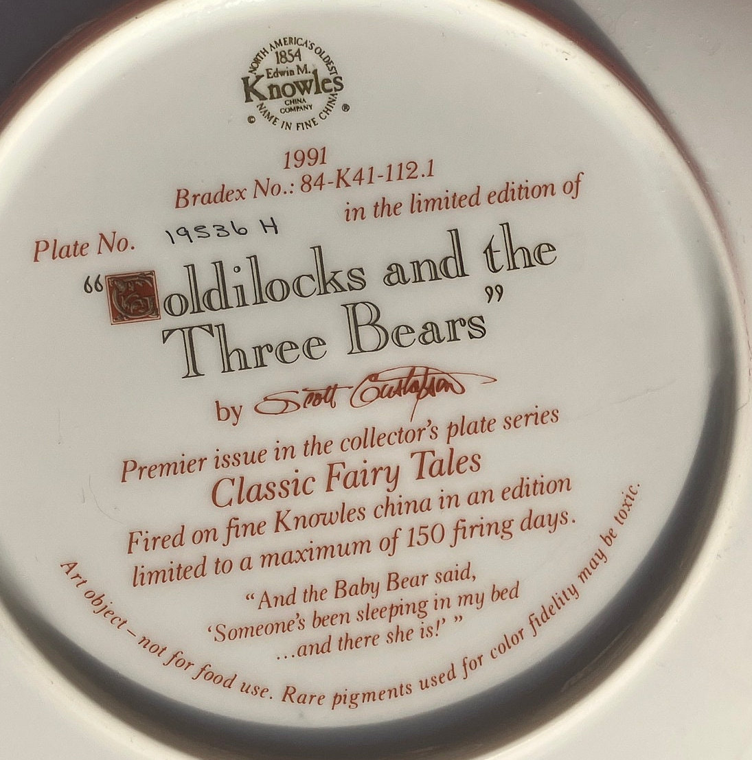 Knowles 1991 Classic Fairy Tales Plates Collection - Scott Gustafson ...