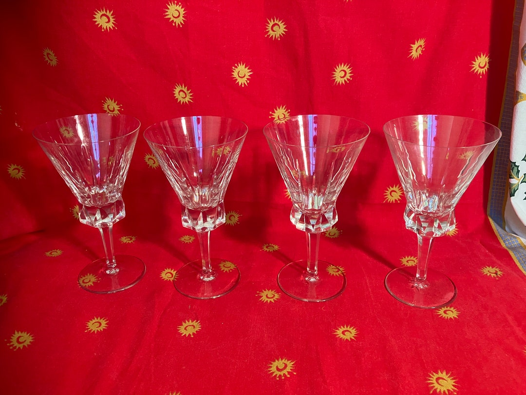 Bayel Versailles Crystal Glasses - Set of 4 - Multi-sided Stem - Etsy