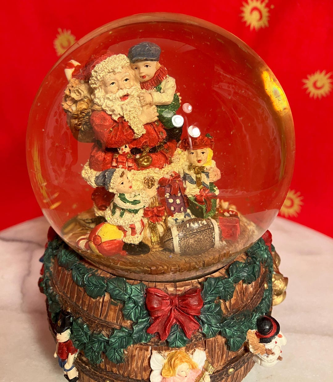 Christmas Santa Snow Flakes Globe Music Box Full of Liquid Please Check ...