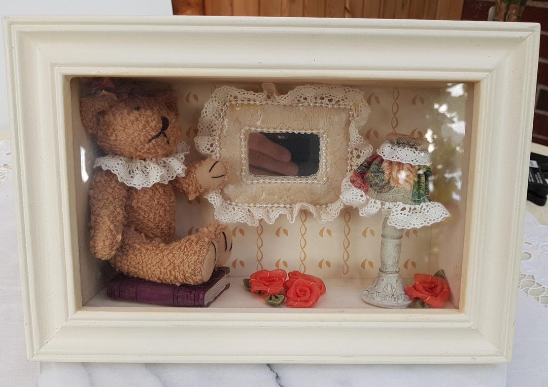 Vtg. Teddy Bear Shadow Box Nursery Room an Excellent Gift Baby Arrival ...