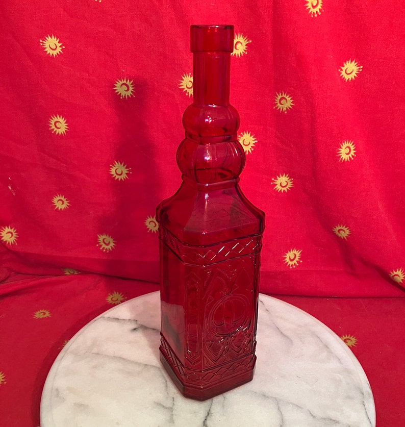 Vintage Red Embossed Water Bottle 12 Glassware - Etsy