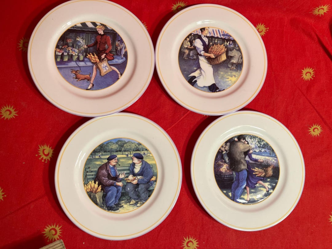 Set of 4 Sabatier French Bread Bone China Dishwasher Safe - Very Good ...