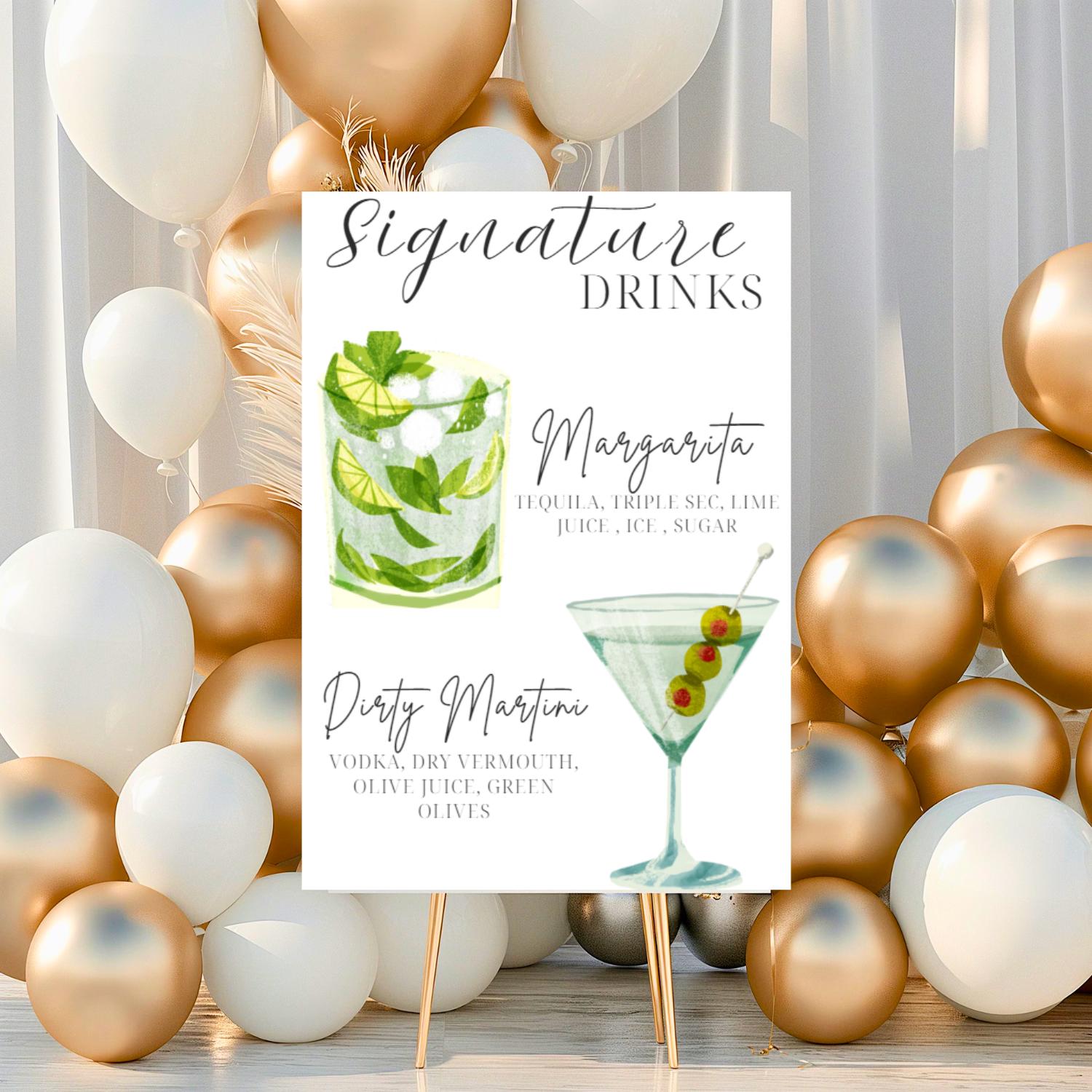 Modern Signature Drink Sign Template, Printable Bar Menu (digital ...