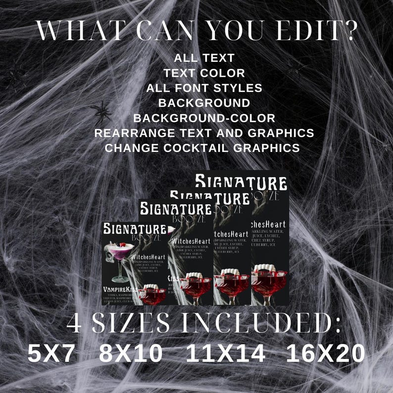 Editable Halloween Signature Drink Sign, Spooky Bar Menu (digital ...