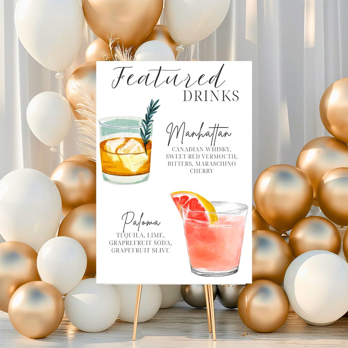 Editable Signature Drink Sign Template, Minimalist Bar Menu (digital ...