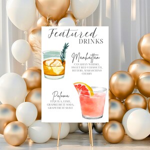 Editable Signature Drink Sign Template, Minimalist Bar Menu (digital ...