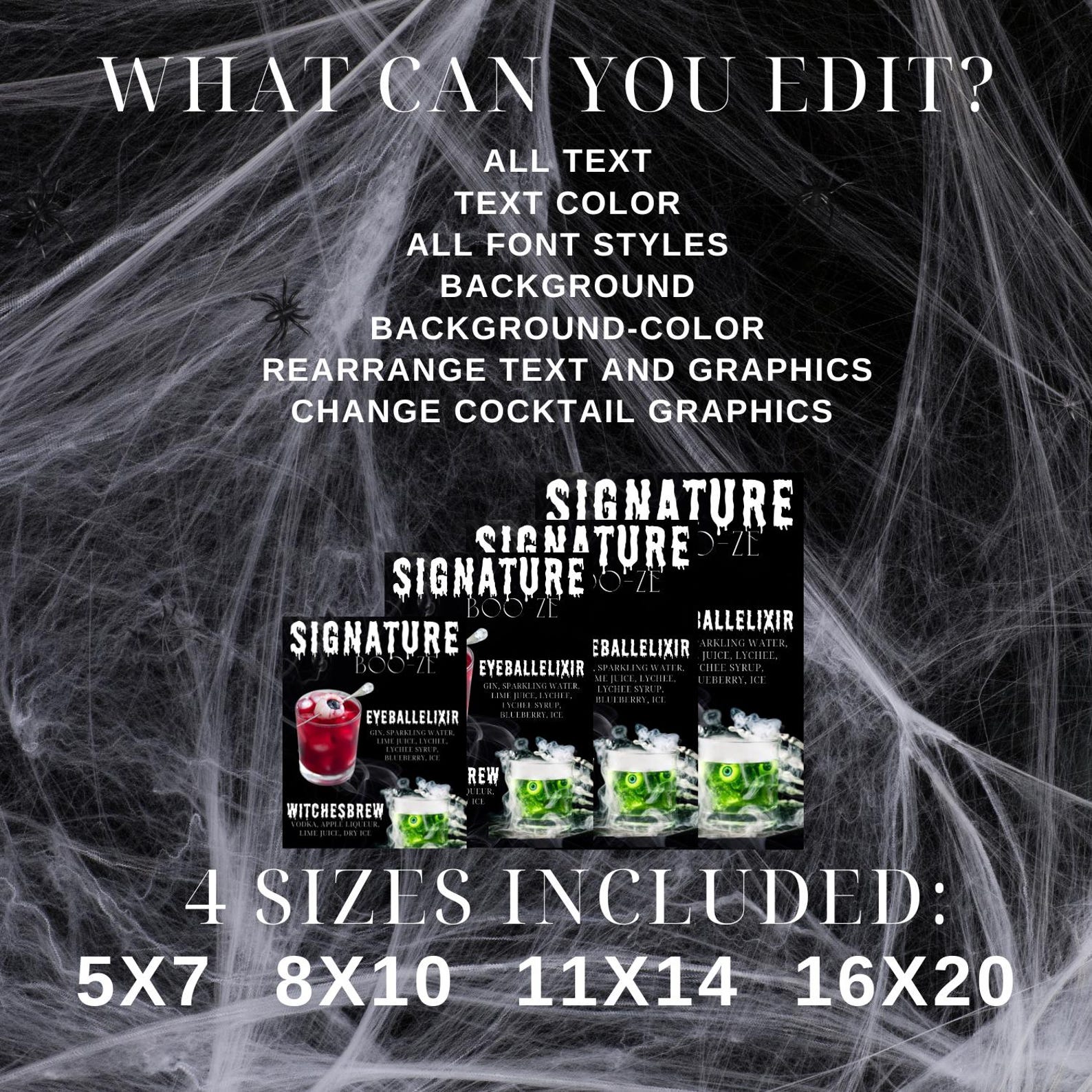 Halloween Signature Drink Sign Template, Spooky Bar Menu (editable ...