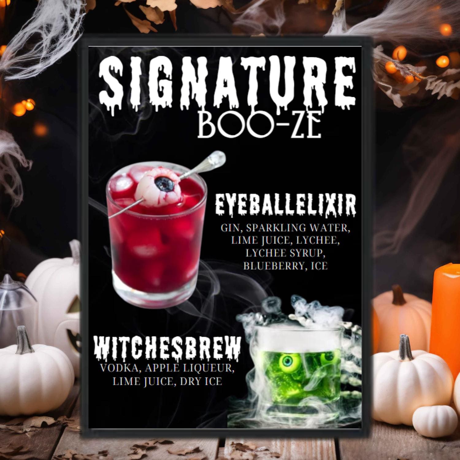 Halloween Signature Drink Sign Template, Spooky Bar Menu (editable ...