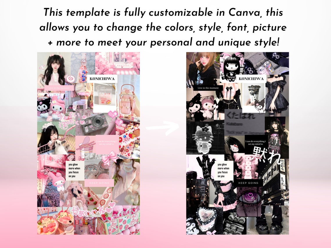 MOBILE VISION BOARD | Kawaii Aesthetic | Fully Customizable Canva ...