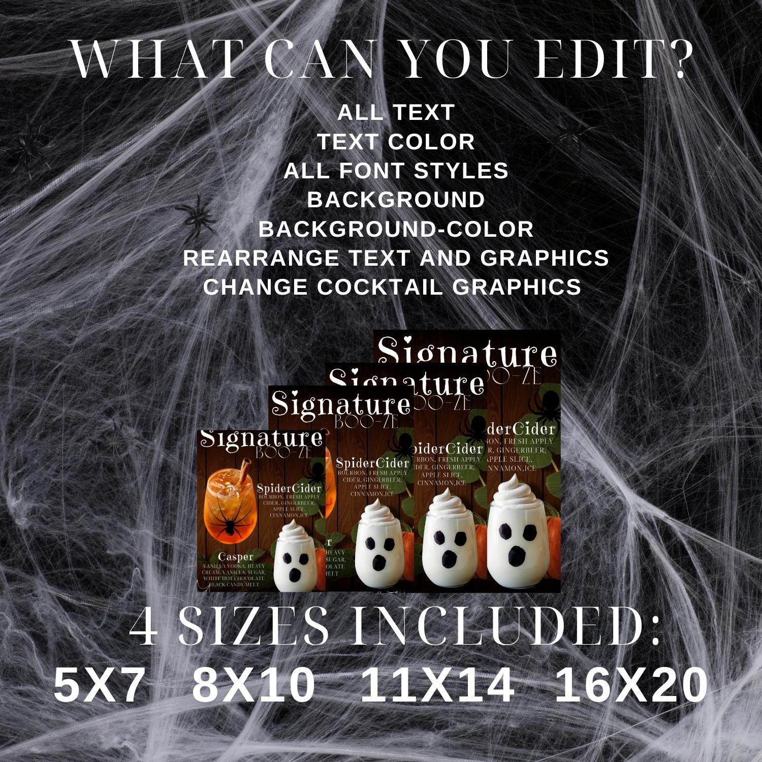 Halloween Signature Drink Sign Template, Spooky Bar Menu (editable ...