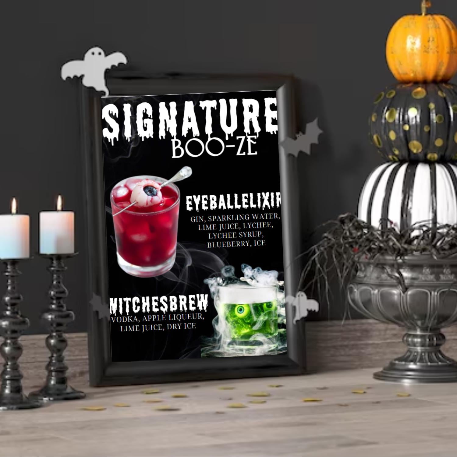 Halloween Signature Drink Sign Template, Spooky Bar Menu (editable ...