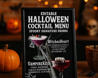 Editable Halloween Signature Drink Sign, Spooky Bar Menu (digital ...