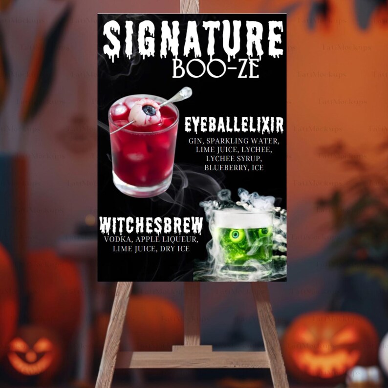 Halloween Signature Drink Sign Template, Editable Drink Menu, Printable ...