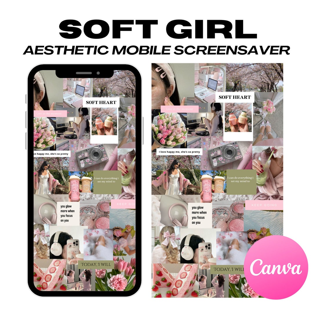 MOBILE VISION BOARD | Soft Girl Aesthetic | Fully Customizable Canva ...