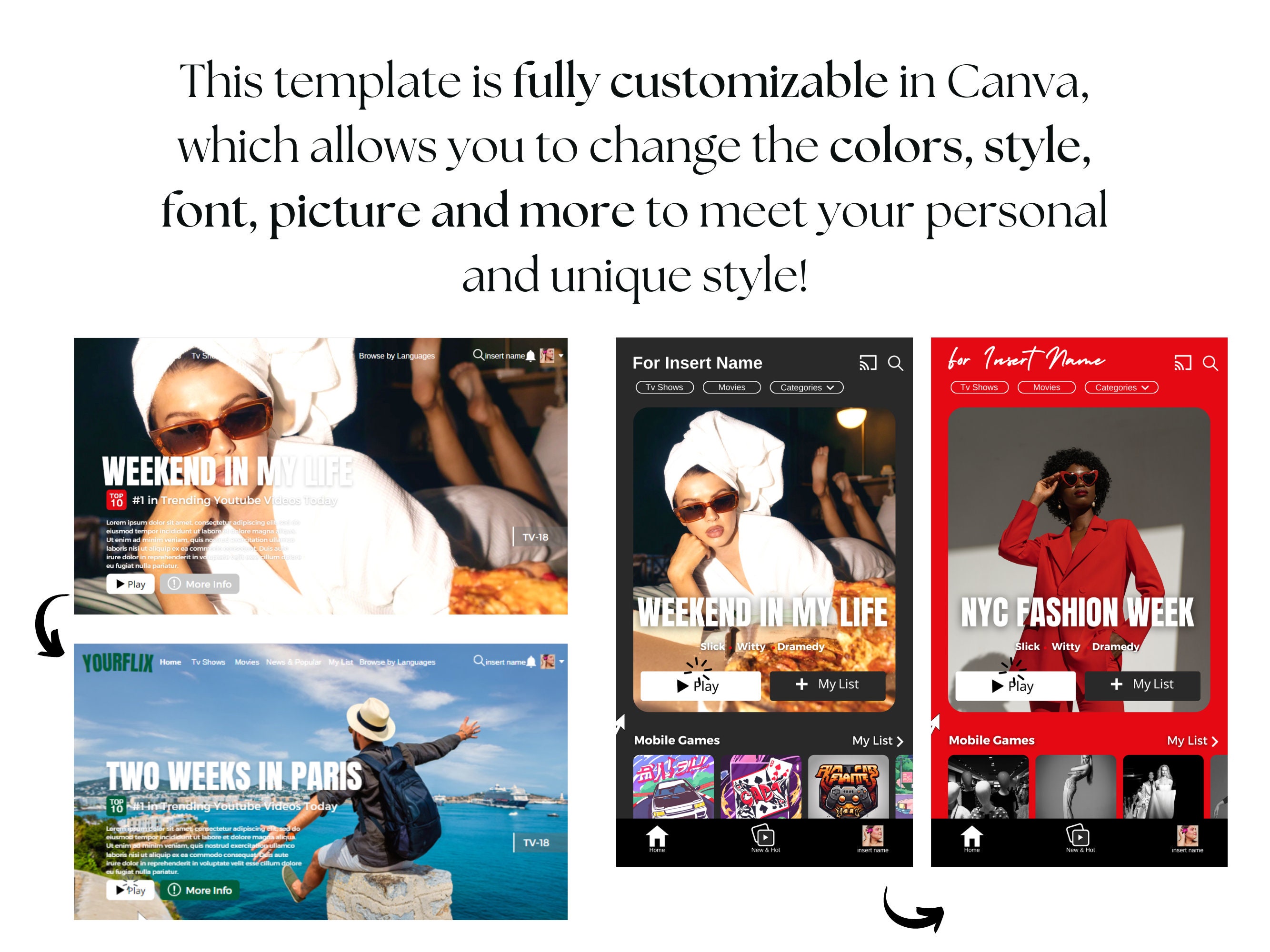 Video Intro Canva Template | Mobile and Horizontal | Step-by-step Video ...