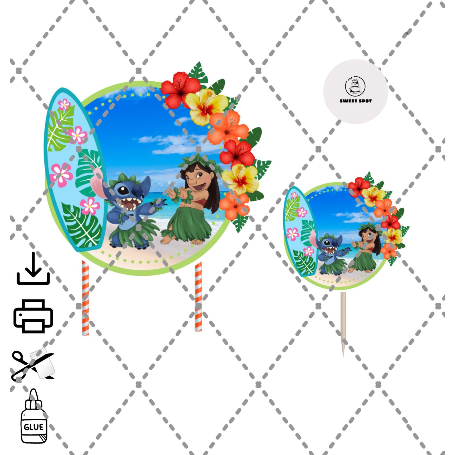 Printable Hawaiian Inspired Cake & Cupcake Topper-digital Download ...
