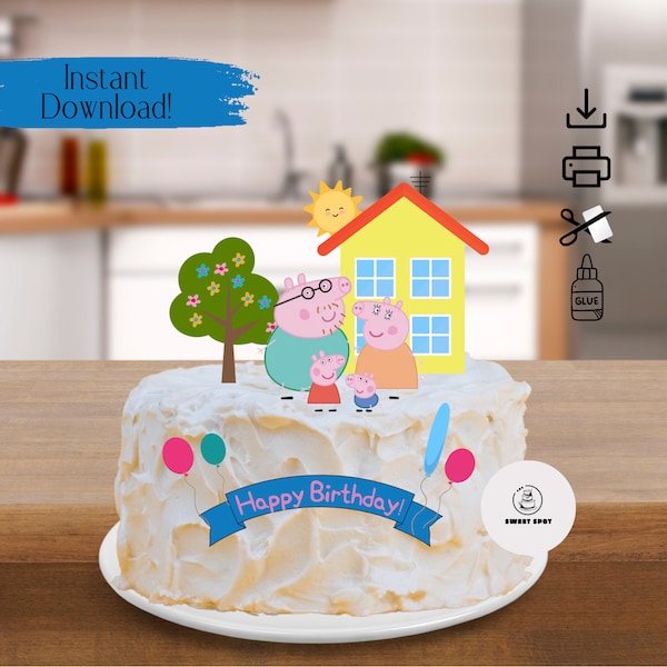 Peppa Pig Cake Topper - Etsy