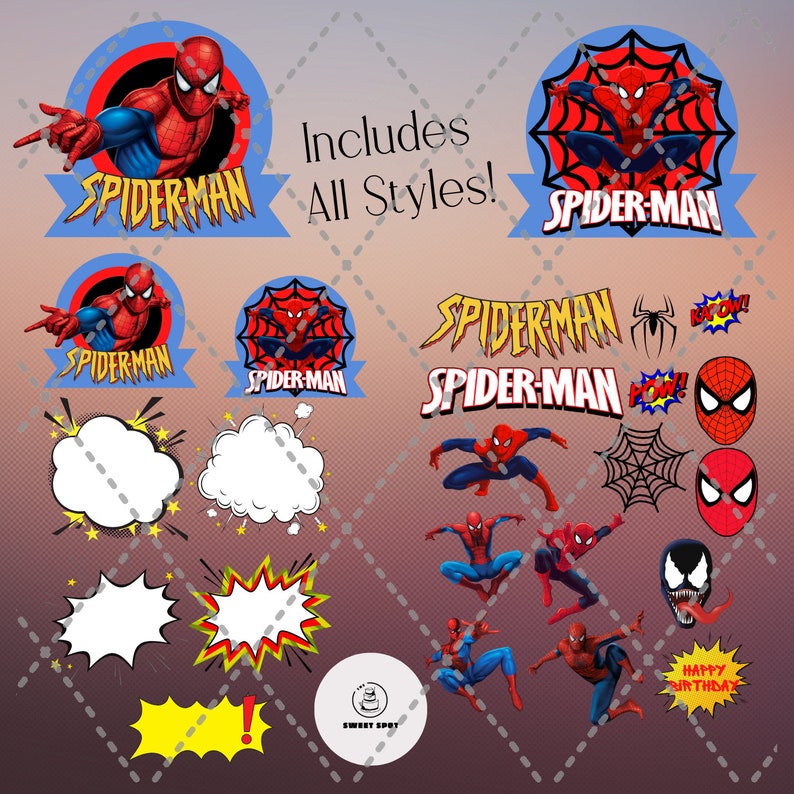 Printable Spidey Inspired Cake & Cupcake Topper-digital Download-print From Home-themed Cake ...