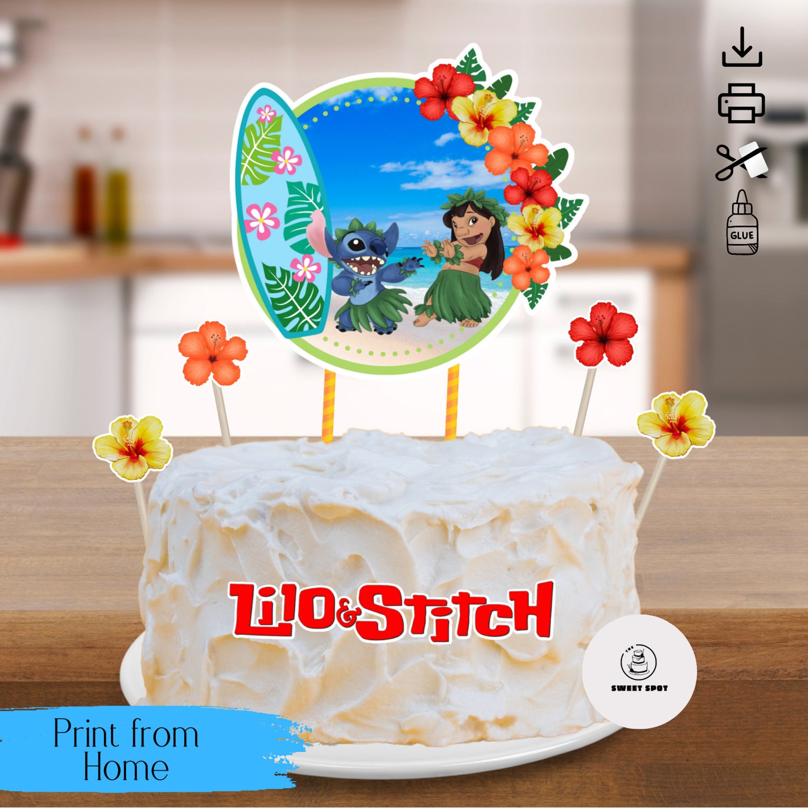 Printable Hawaiian Inspired Cake & Cupcake Topper-digital Download ...