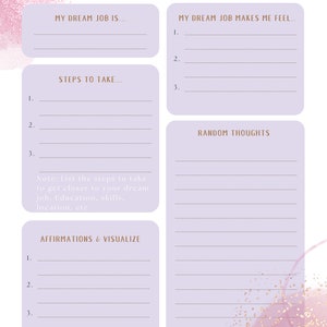 Dream Job Vision Printable Worksheet, Goal Setting Worksheet, Vision ...